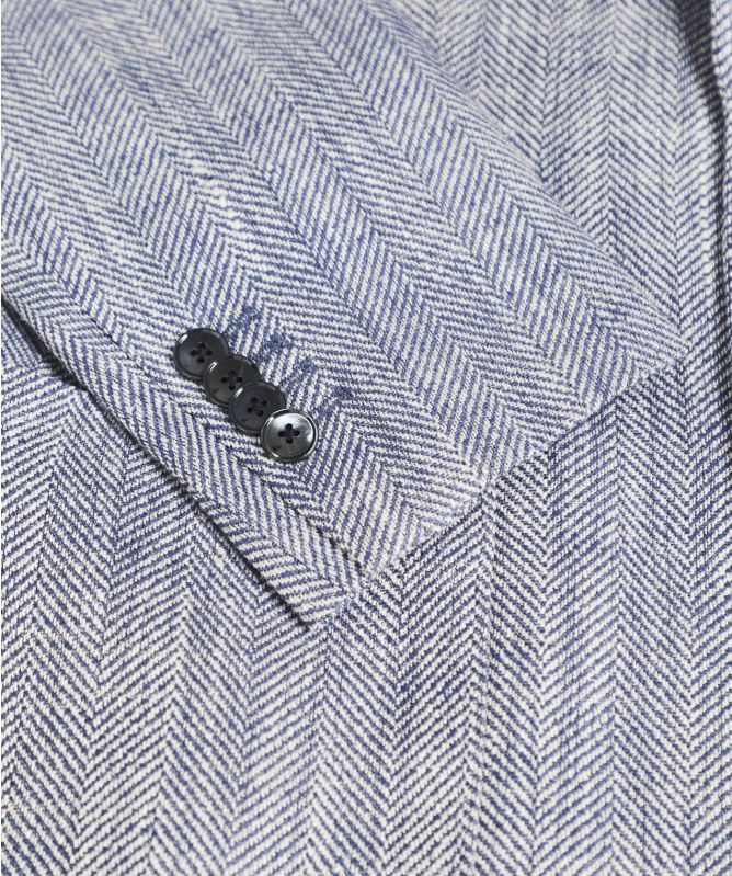 Jules B Blue Linen Silk Herringbone Jacket | Jules B