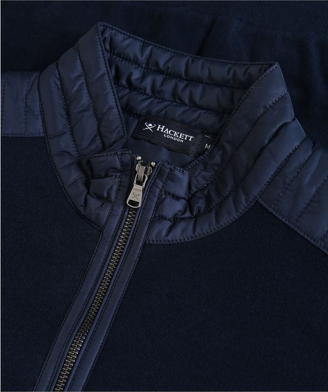 Hackett Navy Zip-Through Hybrid Cardigan | Jules B