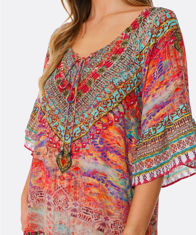 Inoa Orange Modena Silk Gypsy Dress | Jules B