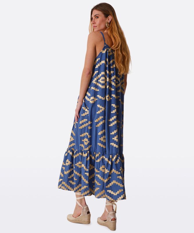 Greek Archaic Kori Linen Zig Zag Sun Dress | Jules B