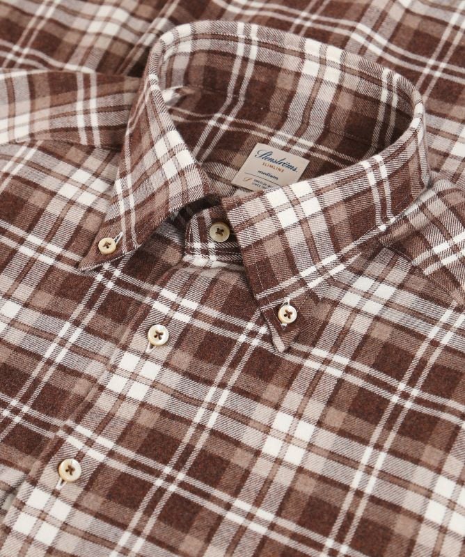 Stenstroms Brown Slimline Flannel Check Shirt | Jules B