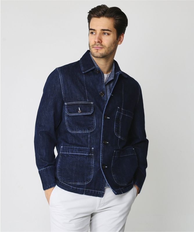 Universal Works Navy Selvedge Denim DR Work Jacket | Jules B