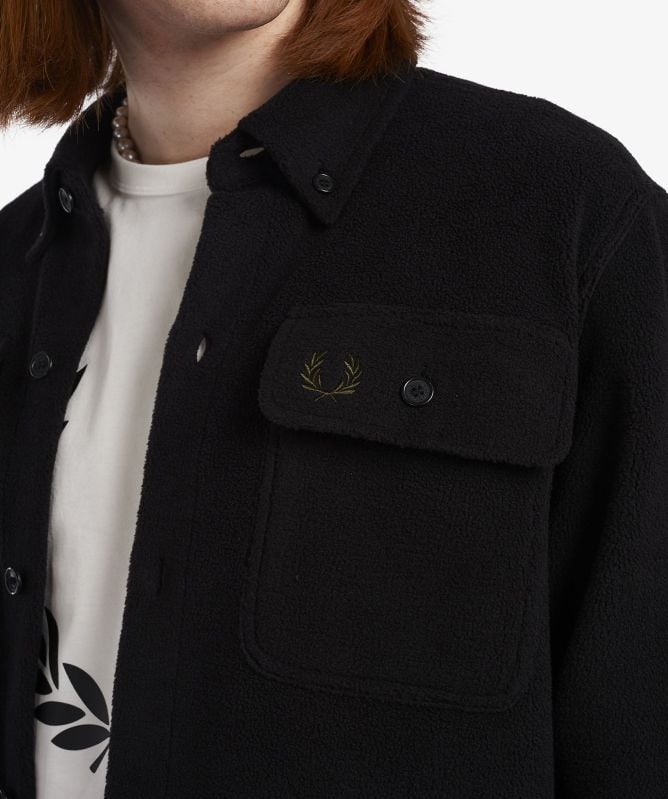 Fred Perry Black Fleeceback Overshirt | Jules B