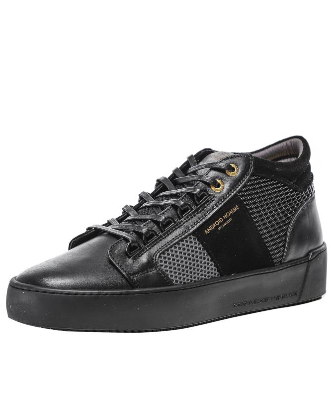 Android Homme Black Woven Propulsion Mid Geo Trainers | Jules B