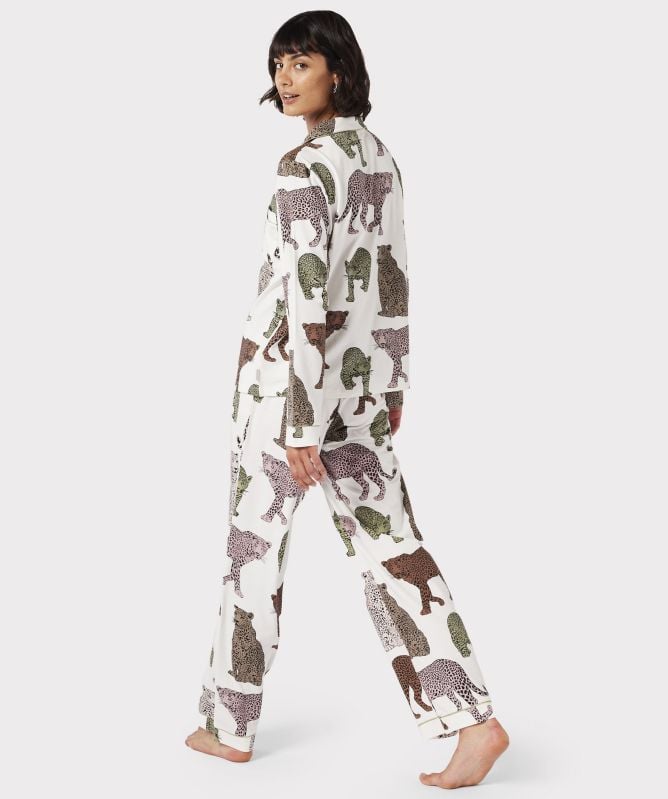 Chelsea Peers Cotton Leopard Print Long Pyjamas | Jules B