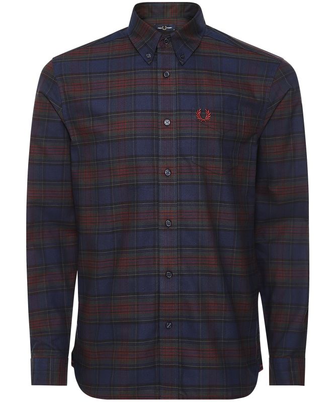 Fred Perry Navy Tartan Oxford Shirt | Jules B