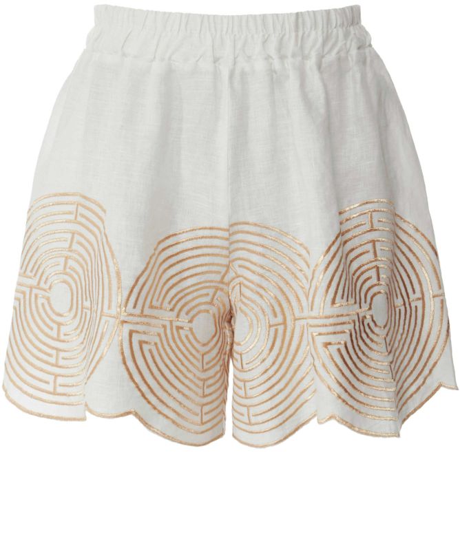 Greek Archaic Kori Circle Linen Shorts
