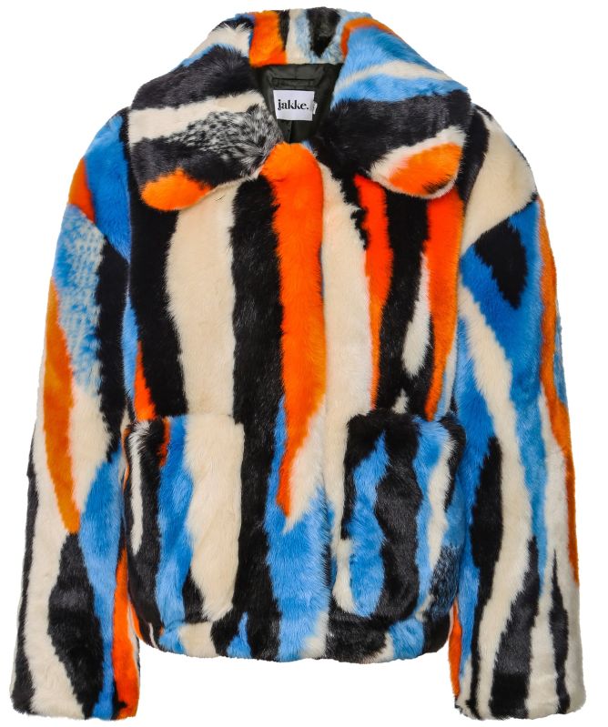 Jakke Traci Stripe Faux Fur Jacket | Jules B