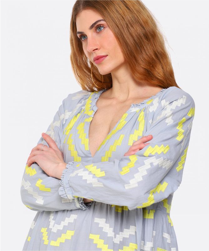 Kori Grey Rhombus Cotton Maxi Dress | Jules B