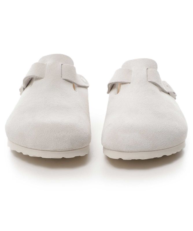 Birkenstock White Boston Suede Leather Clogs