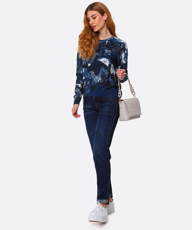 High Navy Must Have Landscape Print Jumper | Jules B