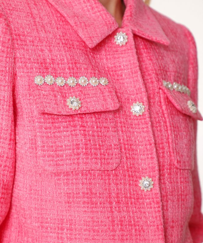 Self-Portait Pink Boucle Crop Jacket | Jules B