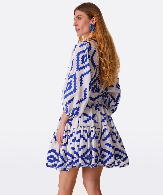 Greek Archaic Kori Linen Zig Zag Mini Dress | Jules B