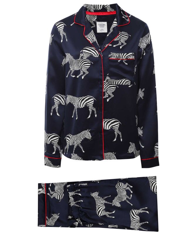 Chelsea Peers Satin Zebra Print Long Pyjamas | Jules B