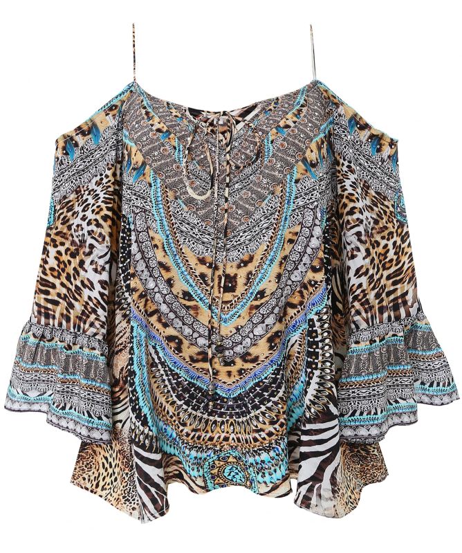 Inoa Brown Savannah Silk Gypsy Top | Jules B