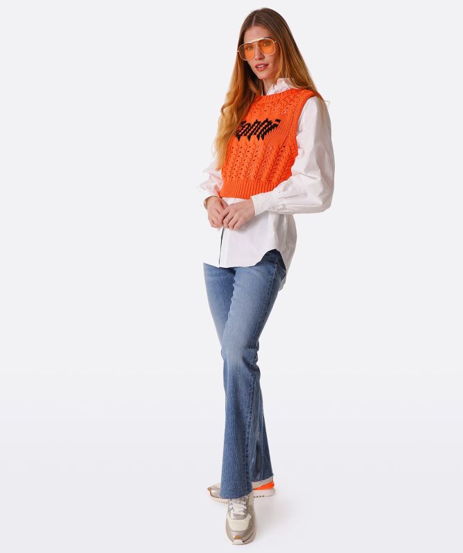 GANNI Orange Cropped Rope Vest | Jules B