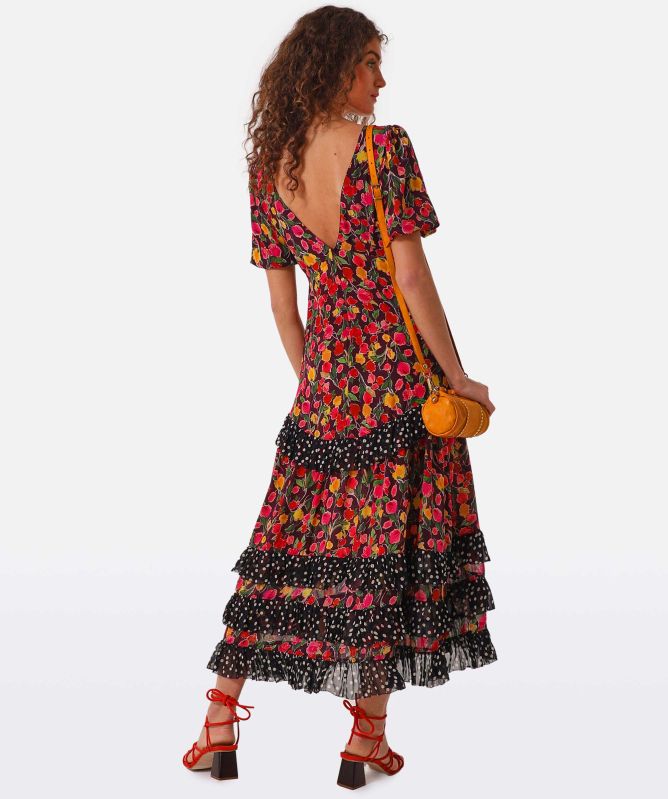 RIXO Shireen Silk Floral Midi Dress | Jules B