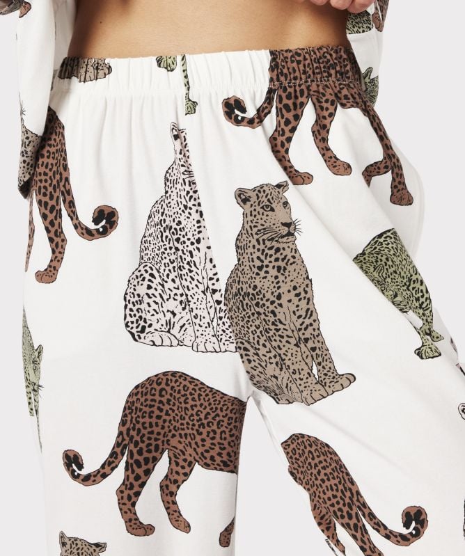 Chelsea Peers Cotton Leopard Print Long Pyjamas | Jules B