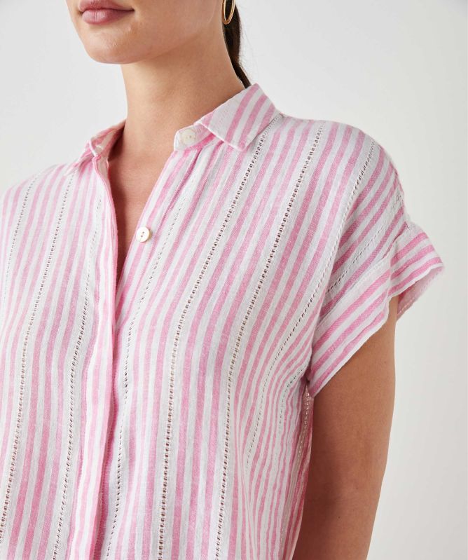 Rails Pink Jamie Linen Mix Stripe Shirt | Jules B