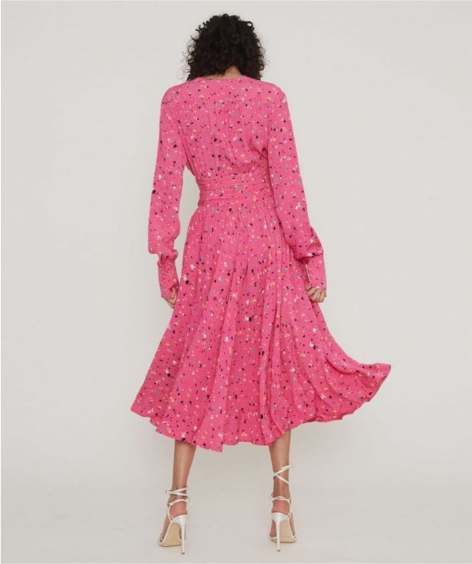 ROTATE Pink Tracy Printed Long Dress | Jules B