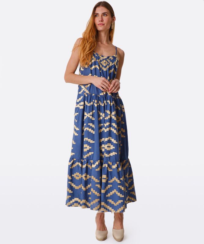 Greek Archaic Kori Linen Zig Zag Sun Dress | Jules B