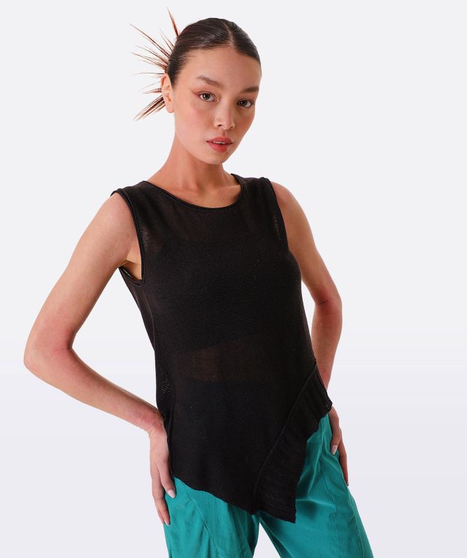 Lurdes Bergada Black Asymmetric Knitted Vest | Jules B