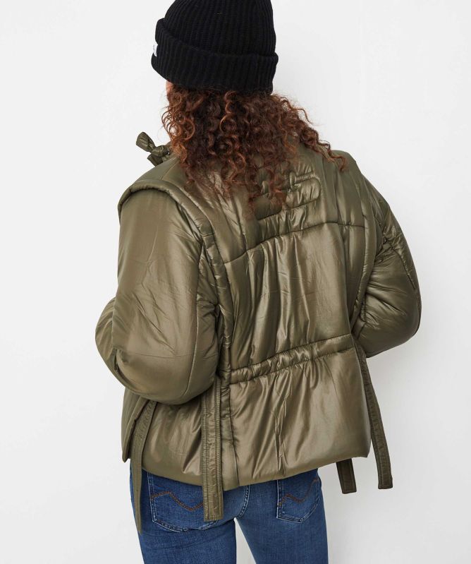 GANNI Green Shiny Quilted Jacket | Jules B