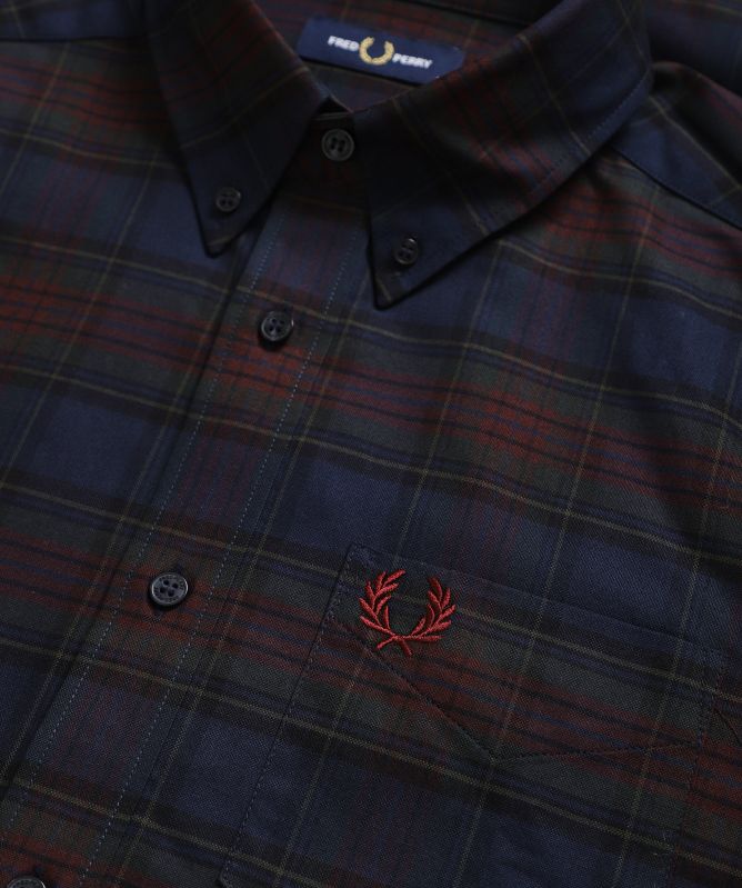 Fred Perry Navy Tartan Oxford Shirt | Jules B