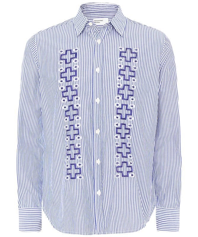 Universal Works Navy Classic Stripes New Standard Shirt | Jules B