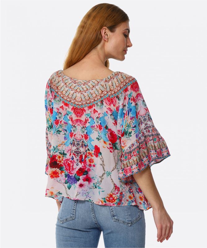 Inoa Red Silk Boho Top | Jules B
