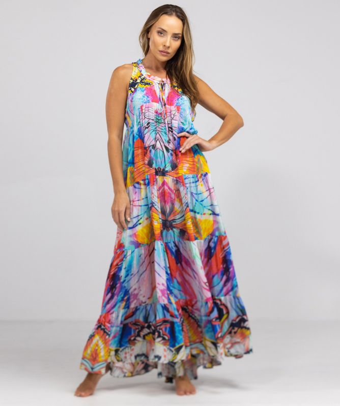 Inoa Canberra Silk Frill Maxi Dress | Jules B