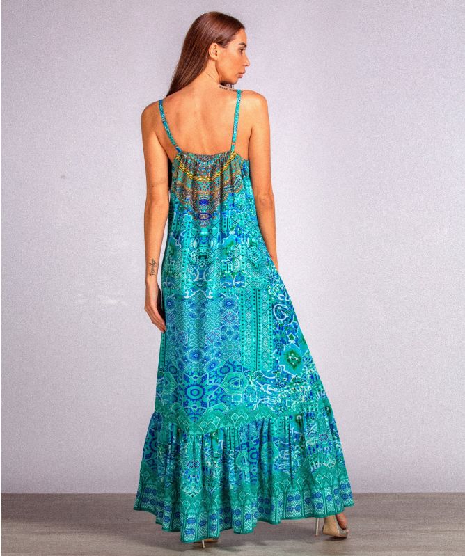 Inoa Atlantis Silk Frill Hem Maxi Dress | Jules B