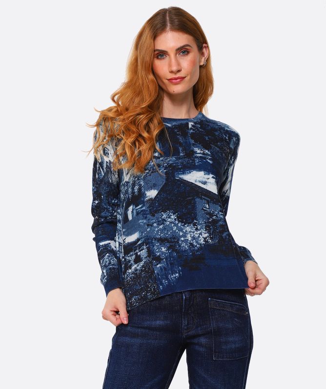 High Navy Must Have Landscape Print Jumper | Jules B