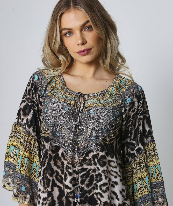 Inoa Brown Siberia Silk Gypsy Dress | Jules B