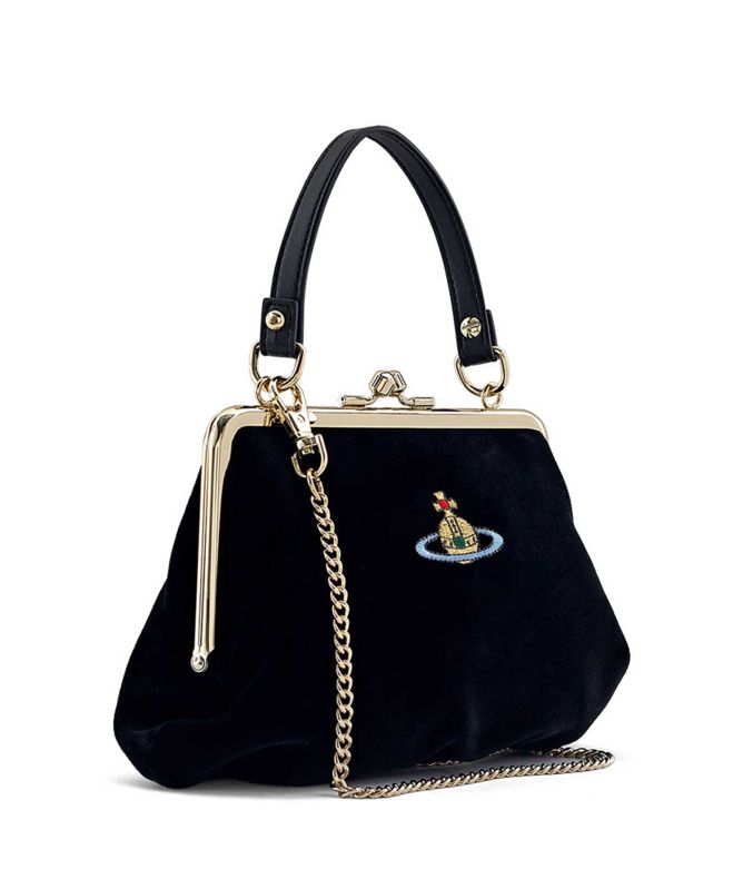 Vivienne Westwood Black Velvet Granny Frame Crossbody Bag | Jules B