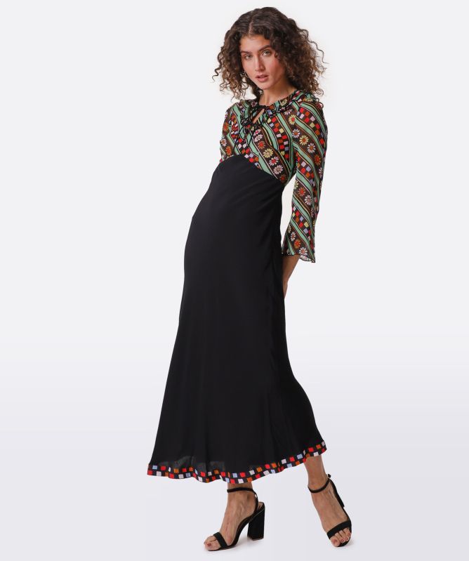 RIXO Lora 50s Stripe Collared Midi Dress | Jules B