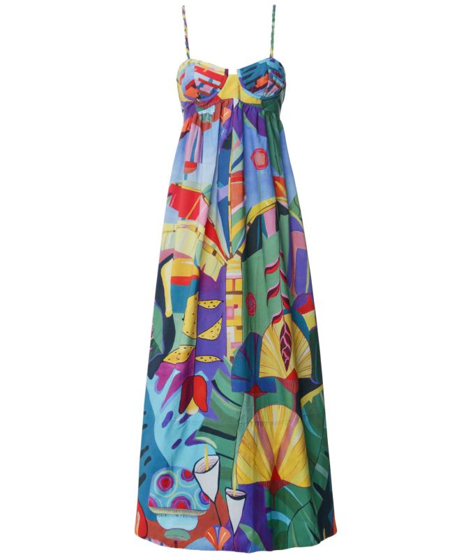 Farm Rio Tropical Scenario Sleeveless Maxi Dress
