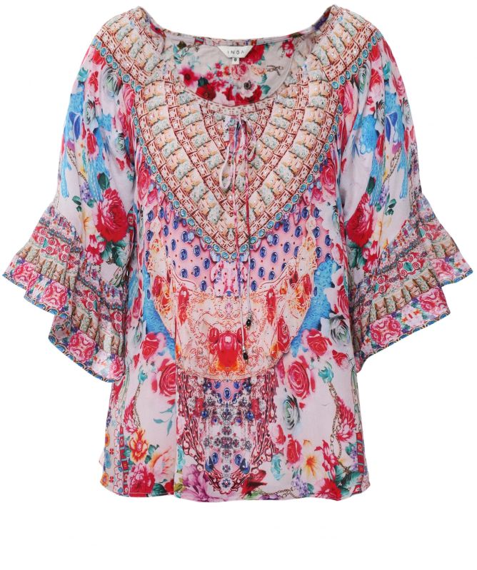 Inoa Red Silk Boho Top | Jules B