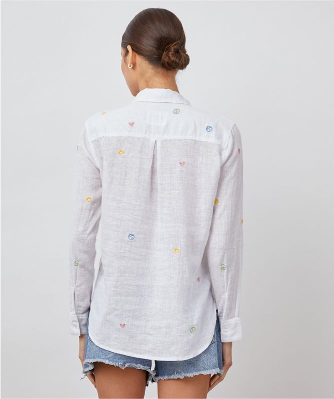 Rails White Linen Embroidery Charli Shirt | Jules B