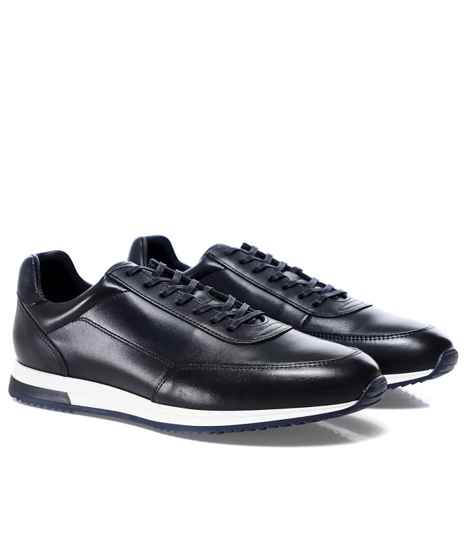 Loake Navy Leather Bannister Trainers | Jules B