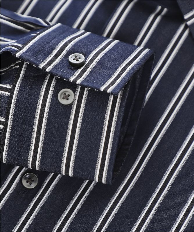 BOSS Navy Slim Fit Striped Jango Shirt | Jules B