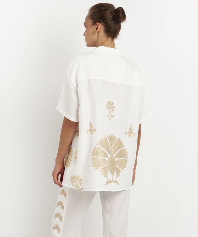 Greek Archaic Kori Linen Peacock Jacket | Jules B