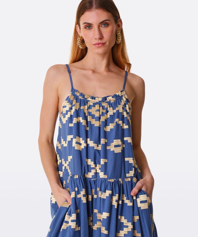 Greek Archaic Kori Linen Zig Zag Sun Dress | Jules B
