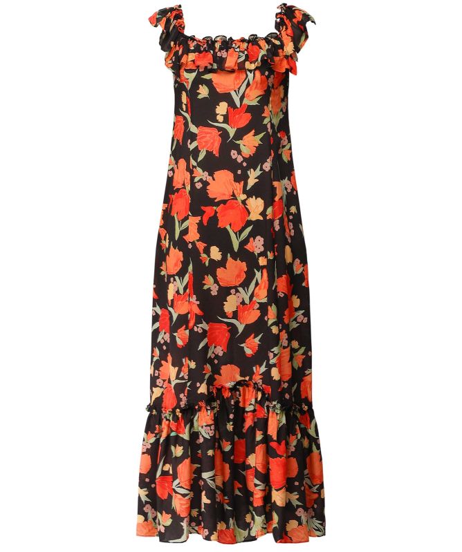 RIXO June Floral Ruffle Midi Dress | Jules B