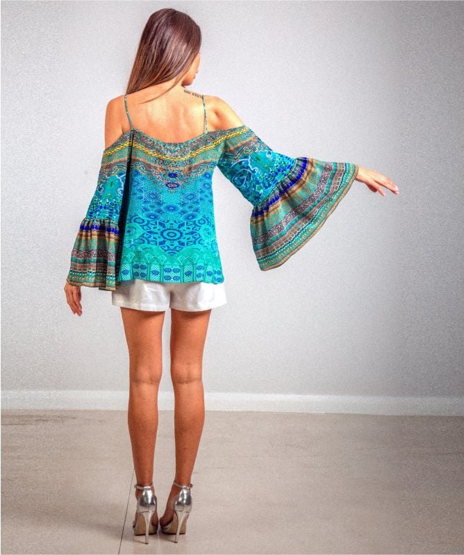 Inoa Blue Atlantis Silk Gypsy Top | Jules B