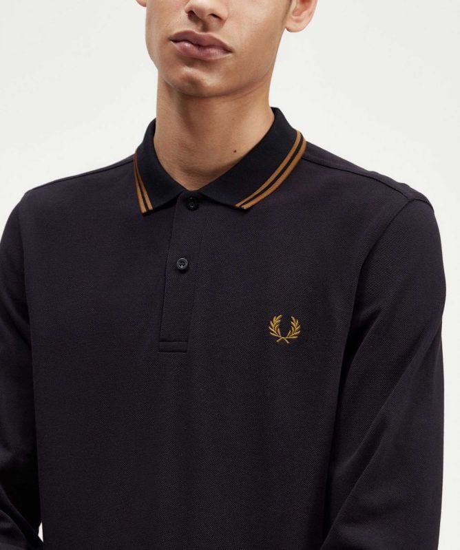 Fred Perry Navy Long Sleeve Twin Tipped Polo | Jules B