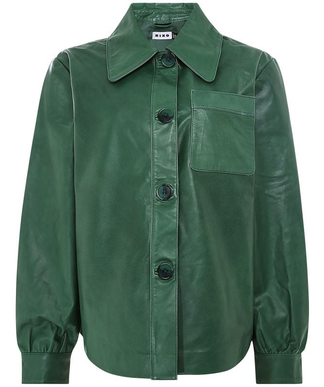 RIXO Green Francis Leather Jacket | Jules B