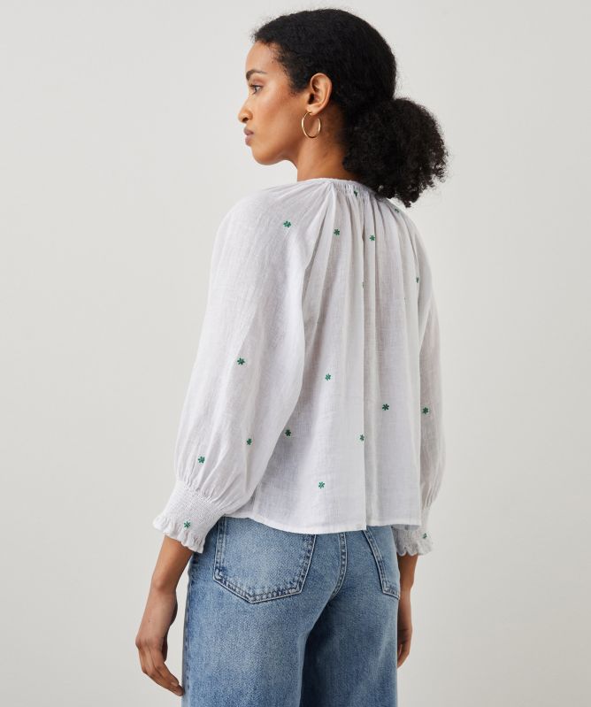 Rails Mariah White Daisy Embroidered Shirt | Jules B