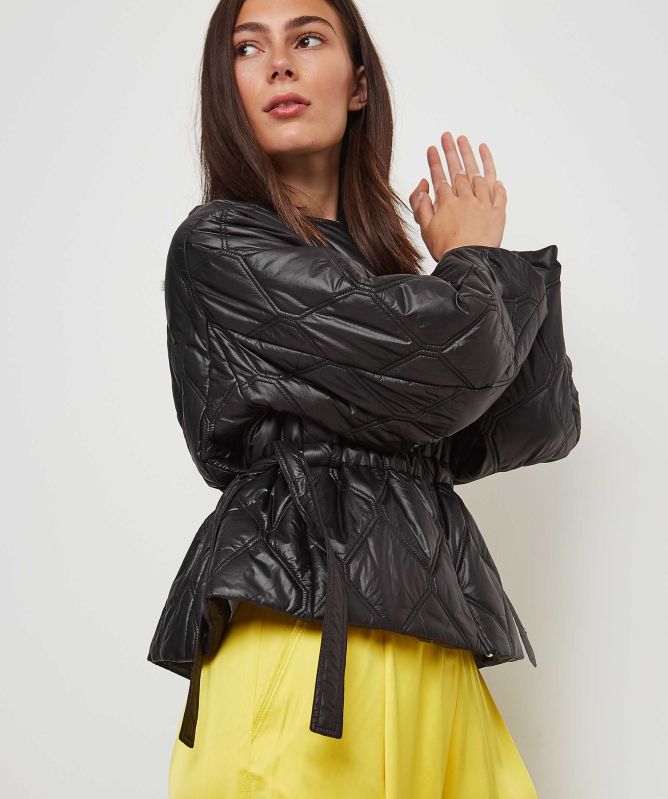 GANNI Black Shiny Quilted Jacket | Jules B