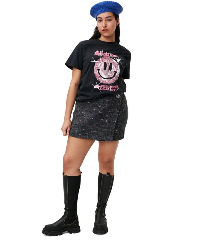 GANNI Black Smiley Relaxed T-Shirt | Jules B